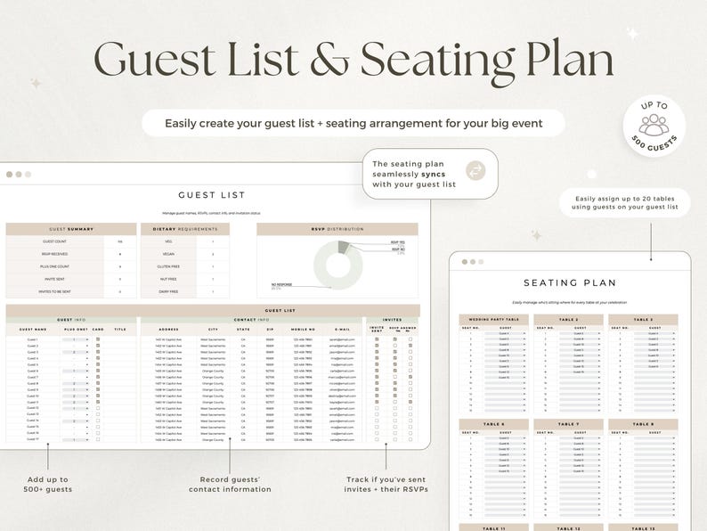 Digital Event Planning Spreadsheet Google Sheets Event Organizer ...