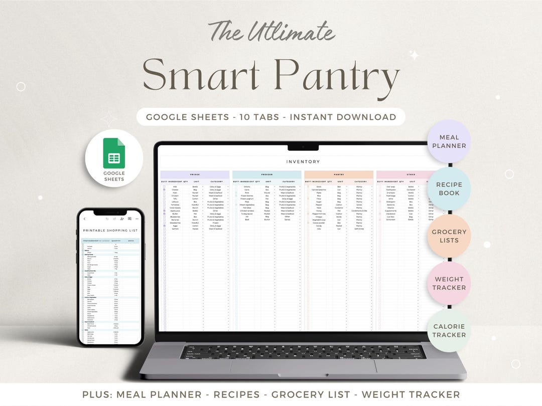 Smart Pantry Inventory Tracker Spreadsheet Google Sheets Food Inventory ...
