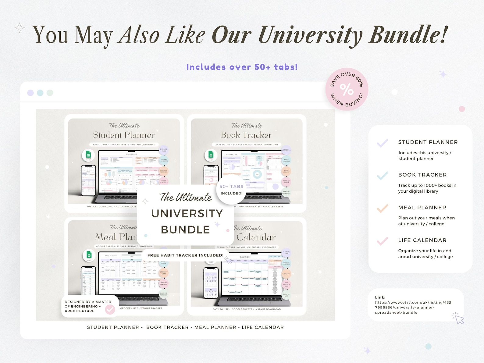 College Planner Spreadsheet Student Template University Academic Google ...