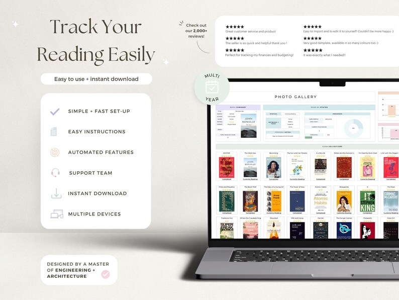 Digital Book Tracker Reading Planner Spreadsheet Book Journal Reading ...