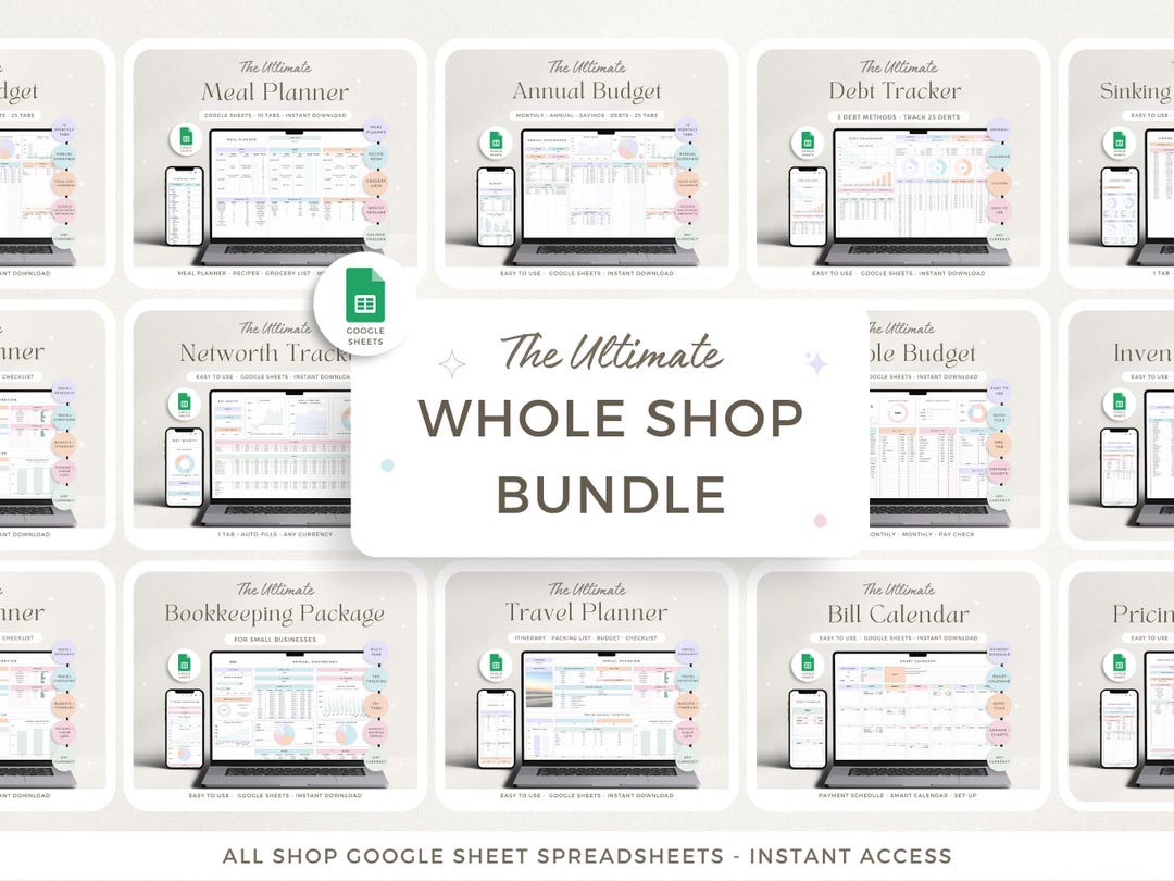 Whole Shop Bundle Google Sheets Spreadsheet Entire Shop Google Sheets ...