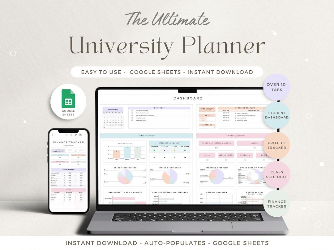 University Planner Spreadsheet Student Template Google Sheets Student ...
