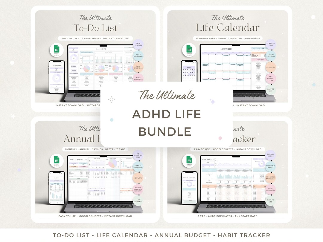 ADHD Life Planner Spreadsheet ADHD Digital Organizer Planner Budget ...