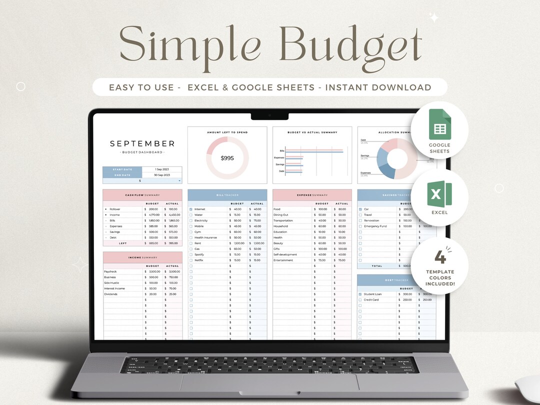Google Sheets Budget Planner Excel Monthly Budget Spreadsheet Paycheck ...