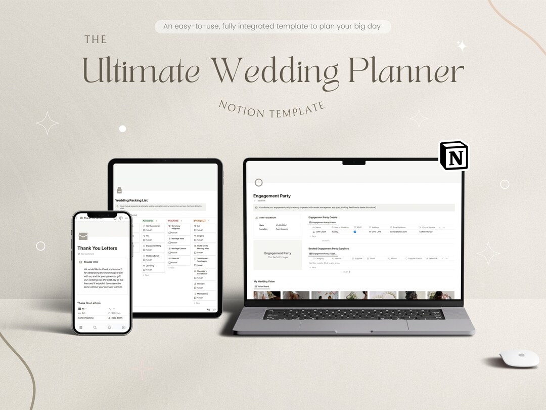 Notion Wedding Planner Notion Template Digital Wedding Planner - Etsy
