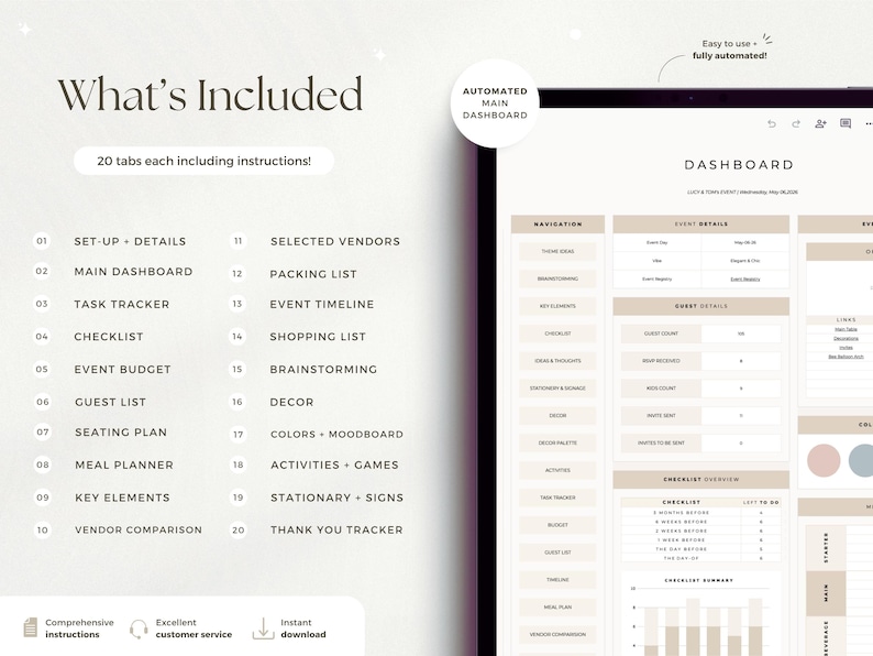 Digital Event Planning Spreadsheet Google Sheets Event Organizer ...