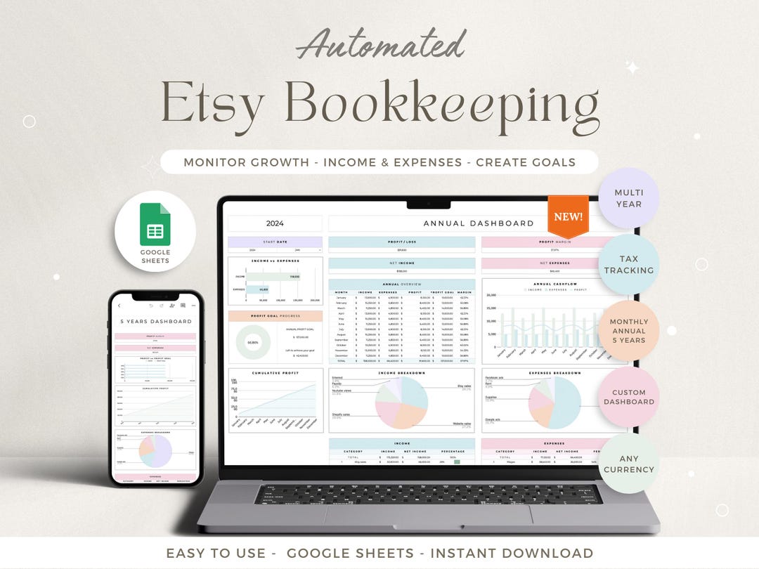 Etsy Seller Bookkeeping Spreadsheet POD Small Business Planner Etsy ...