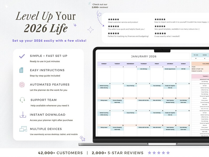 Digital Planner Spreadsheet Google Sheets Calendar Monthly Tracker ...