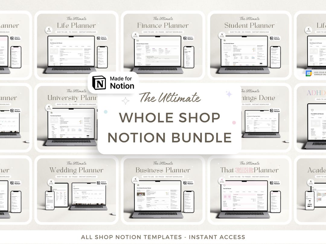 Notion Template Bundle Notion Planner ADHD Notion Life Planner Student ...