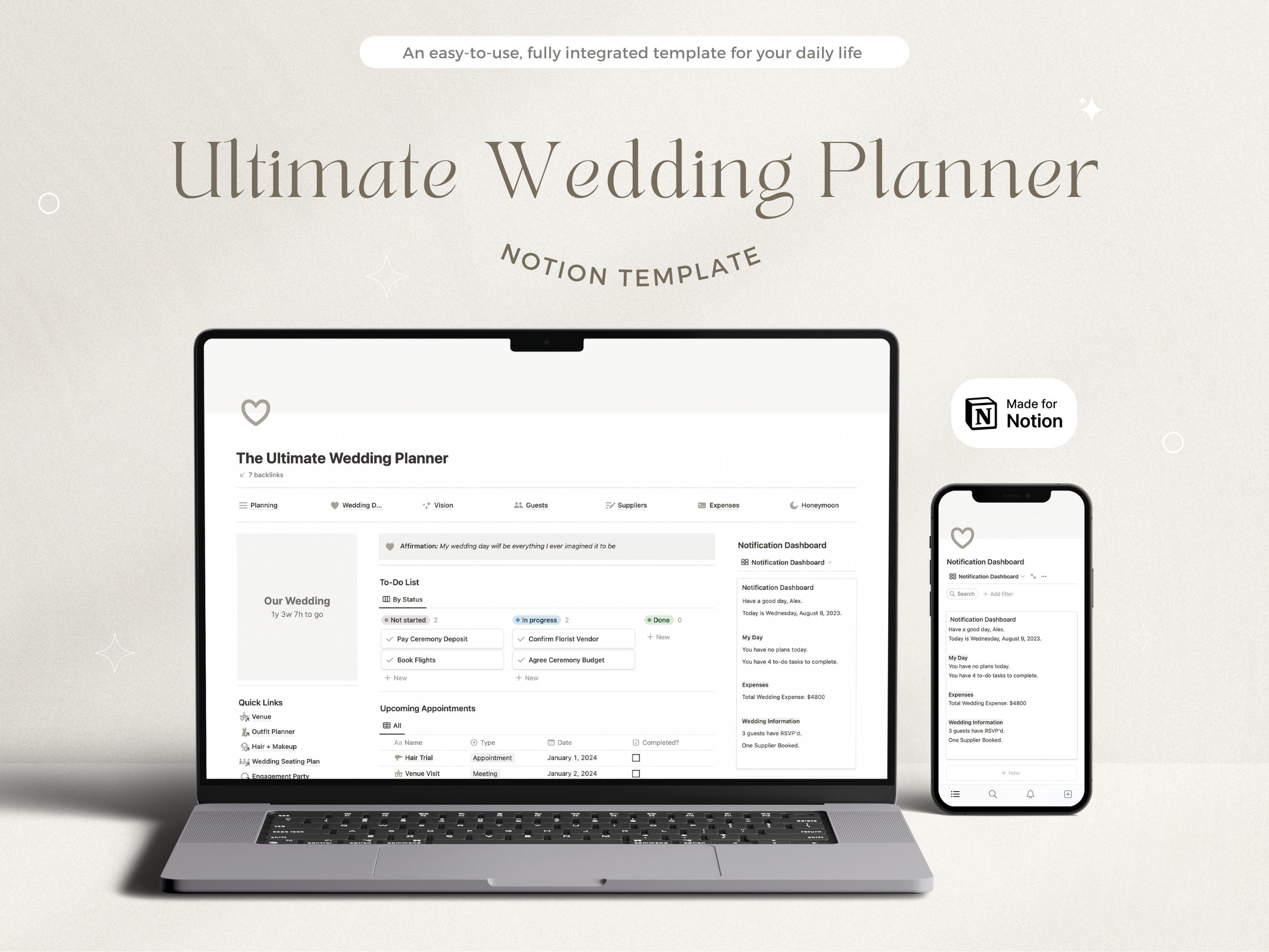 Notion Template Notion Wedding Planner Digital Wedding Notion All in ...