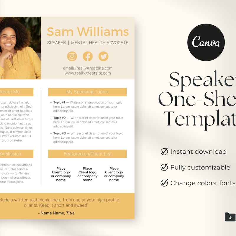 Speaker One Sheet - Etsy