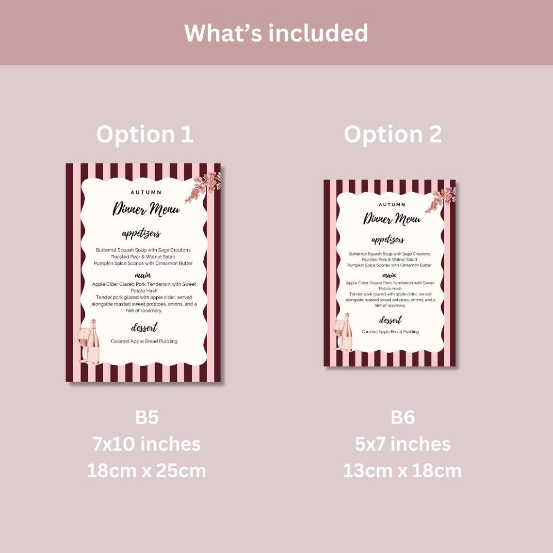 Dinner Party Menu Card Editable Template Instant Download Pink and Dark ...