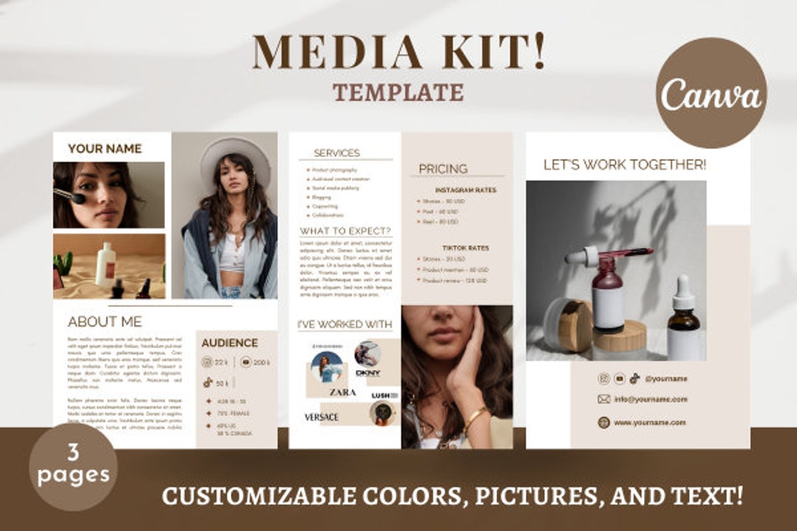 Media Kit Canva Template for Instagram UGC Content Creator Rate Sheet Template Press Kit Blogger ...