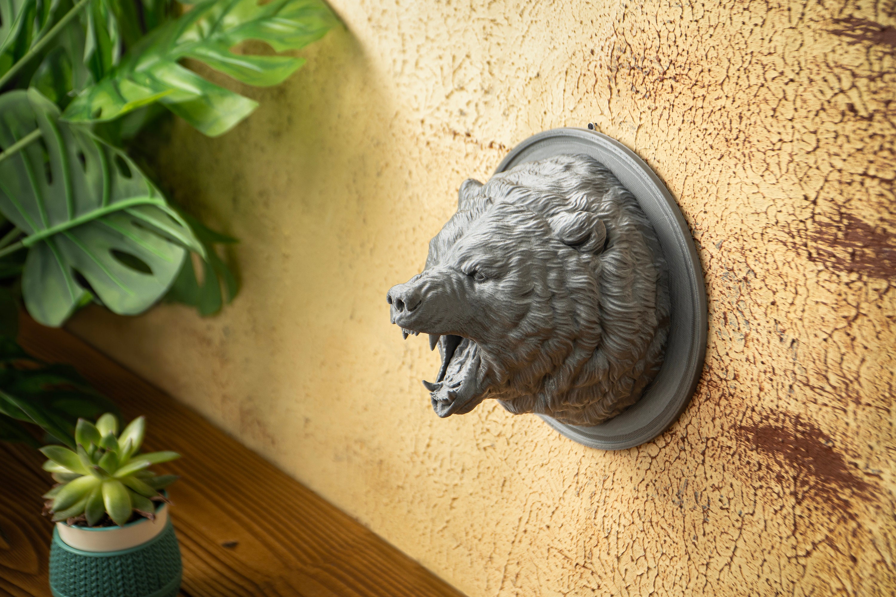 Grizzly Bear Head Wall Decor, 3D Printed, Animal Wall Mount, Gift for ...