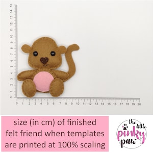 Monkey Felt Sewing Pattern Pdf Tutorial (instant Digital Download ...