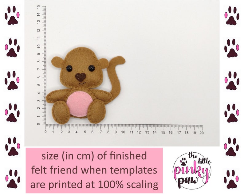 Monkey Felt Sewing Pattern Pdf Tutorial (instant Digital Download ...