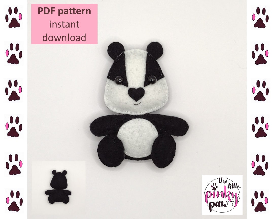 Felt Badger Pdf Sewing Pattern Tutorial instant Digital Download, Easy ...