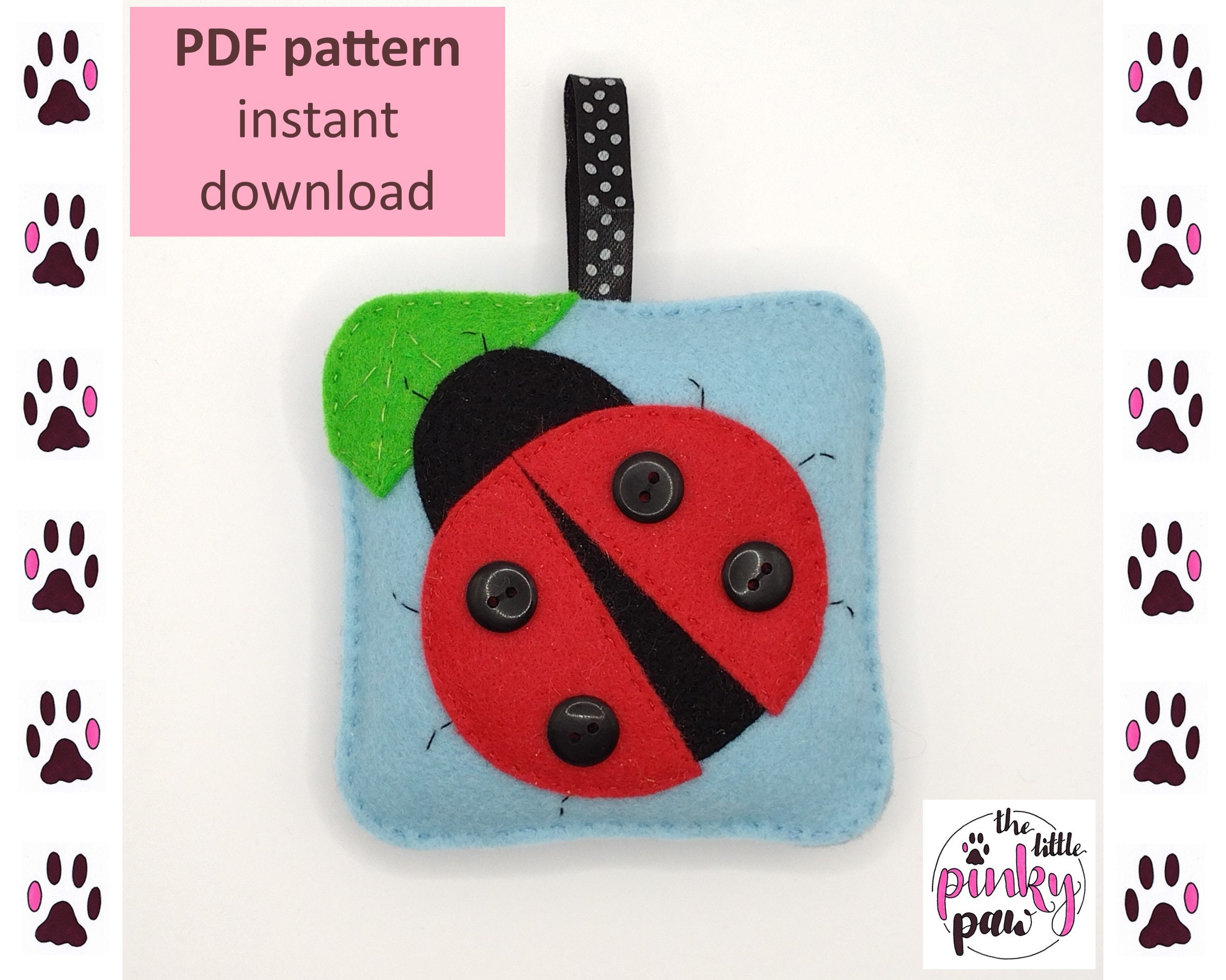 Ladybird Felt Sewing Pattern Pdf Tutorial instant Digital Download ...