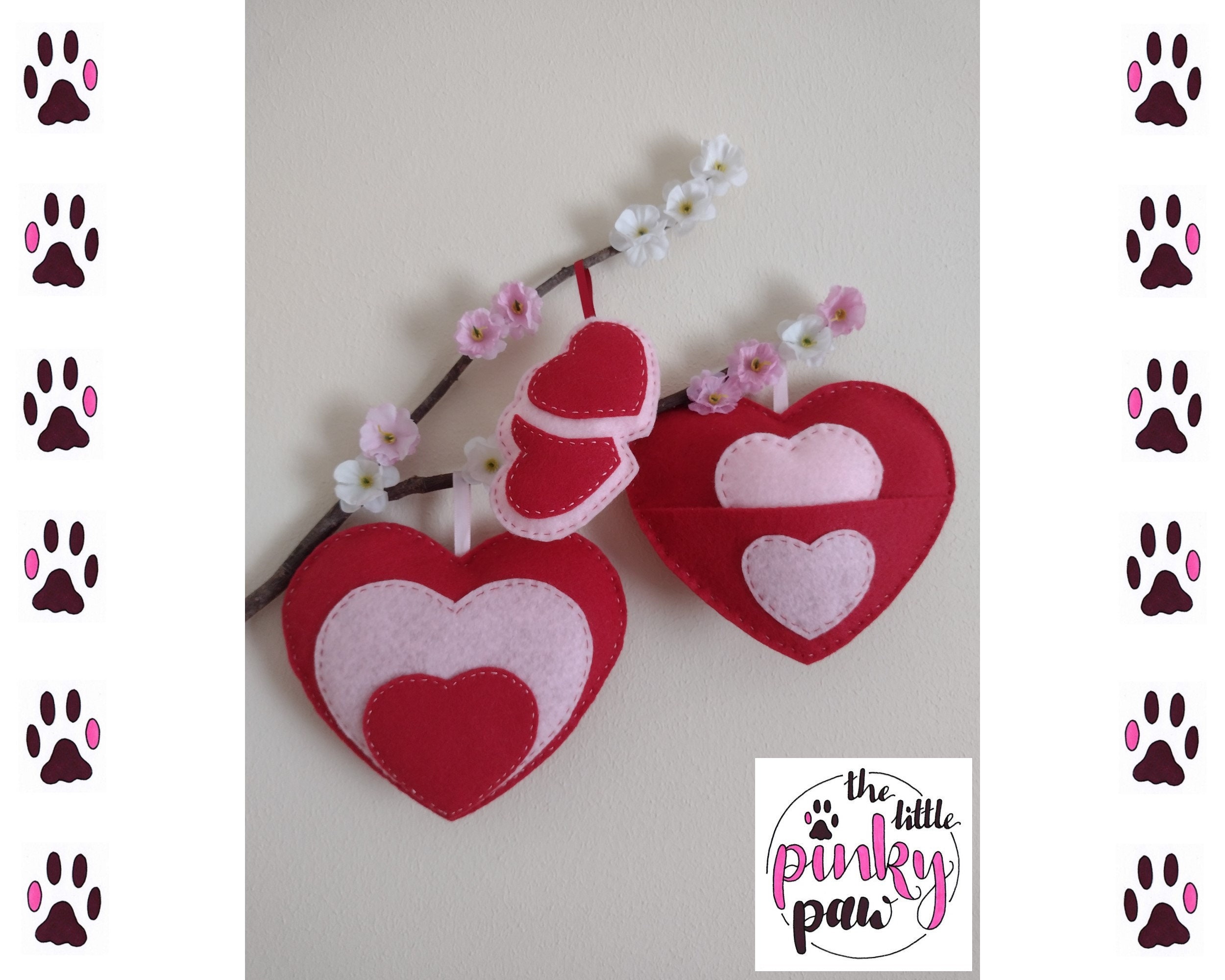 Hearts Felt Sewing Pattern Pdf Tutorial instant Digital Download ...