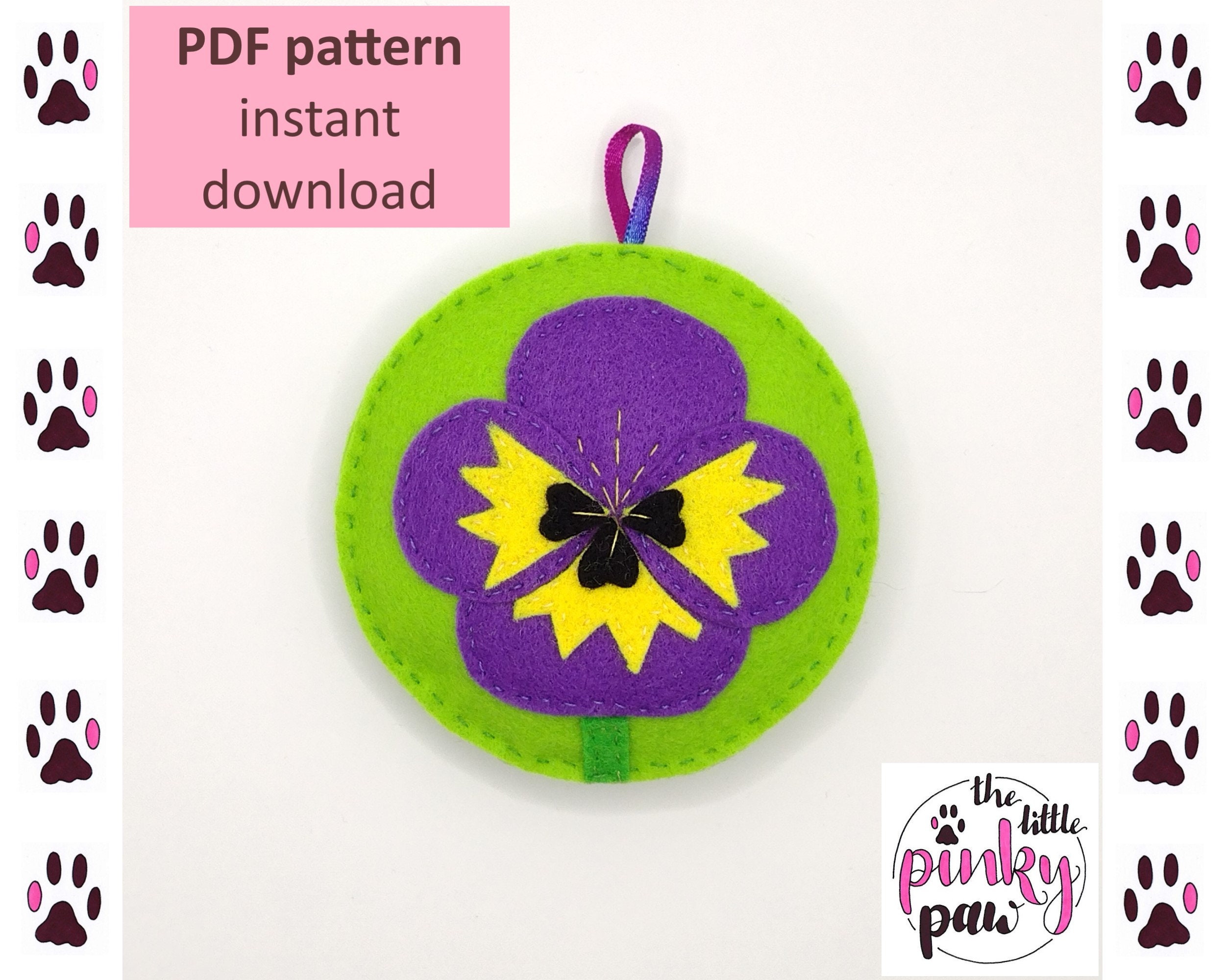 Pansy Felt Sewing Pattern Pdf Tutorial (instant Digital Download ...