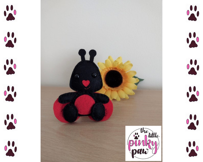 Ladybird Felt Sewing Pattern Pdf Tutorial instant Digital Download ...