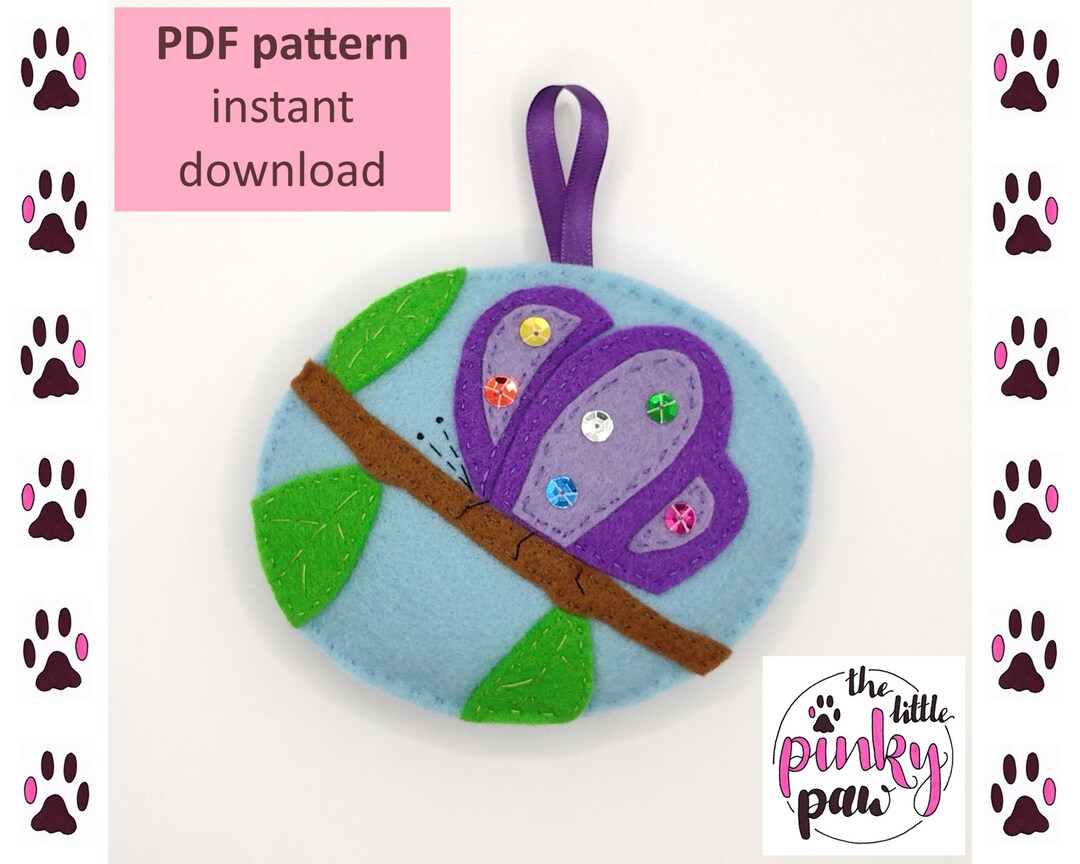 Butterfly Felt Sewing Pattern Pdf Tutorial (instant Digital Download), Minibeast Decoration ...