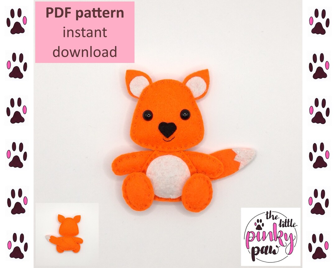 Fox Felt Ornament Sewing Pattern, Animal Pocket Hug Decoration (PDF ...