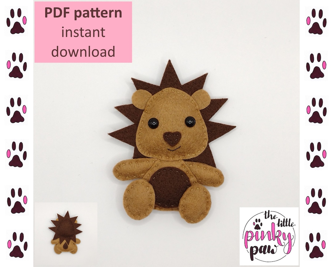Hedgehog Felt Sewing Pattern Pdf Tutorial (instant Digital Download ...
