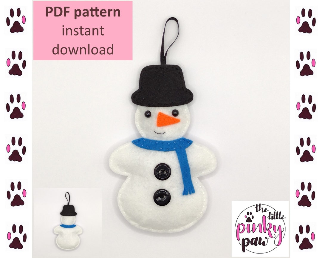 Snowman Felt Sewing Pattern Pdf Tutorial (instant Digital Download ...
