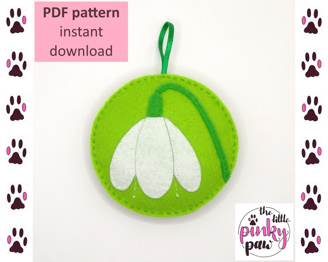 Snowdrop Felt Sewing Pattern Pdf Tutorial (instant Digital Download), Flower Decoration Ornament ...