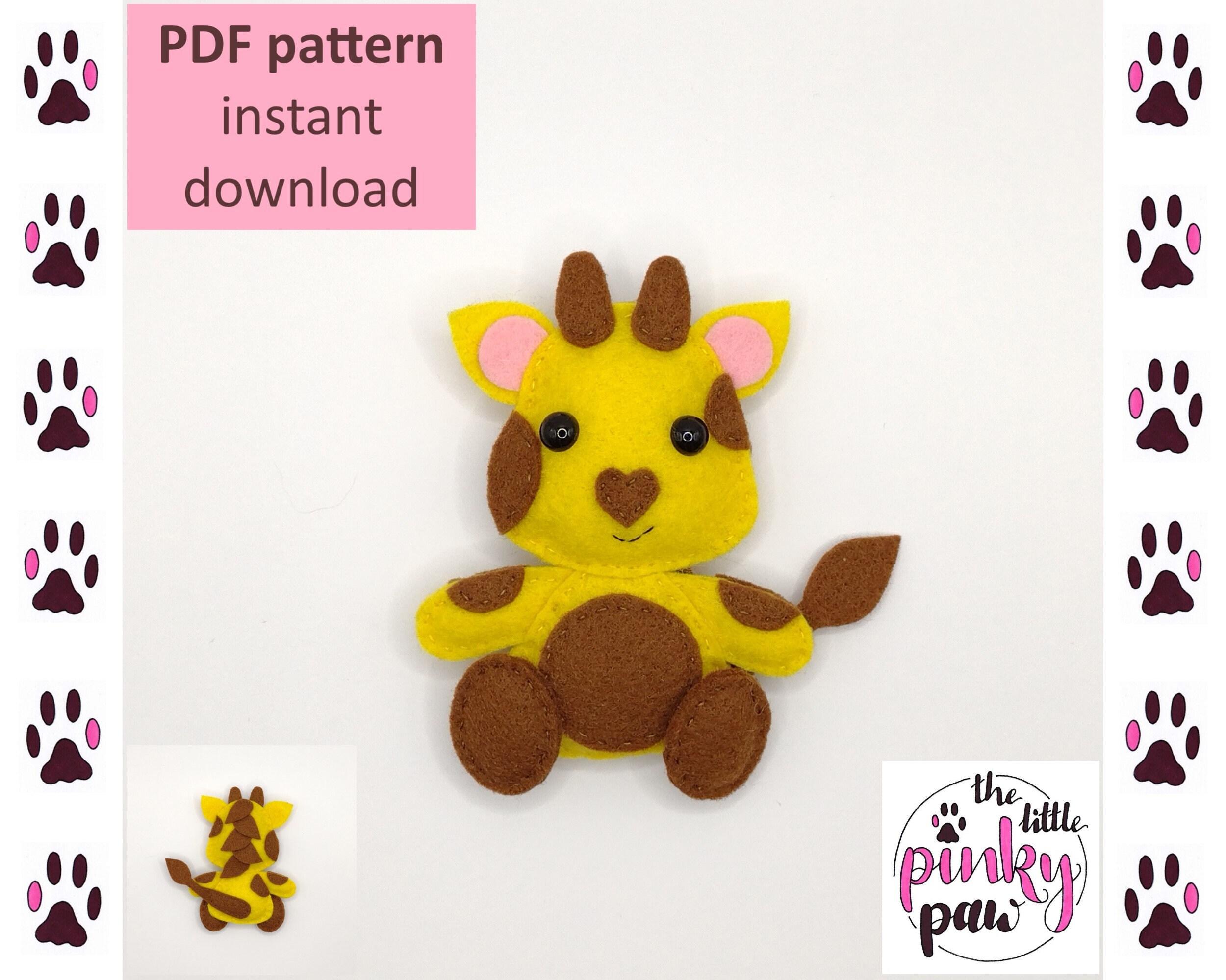 Giraffe Felt Sewing Pattern Pdf Tutorial instant Digital Download, Wild ...