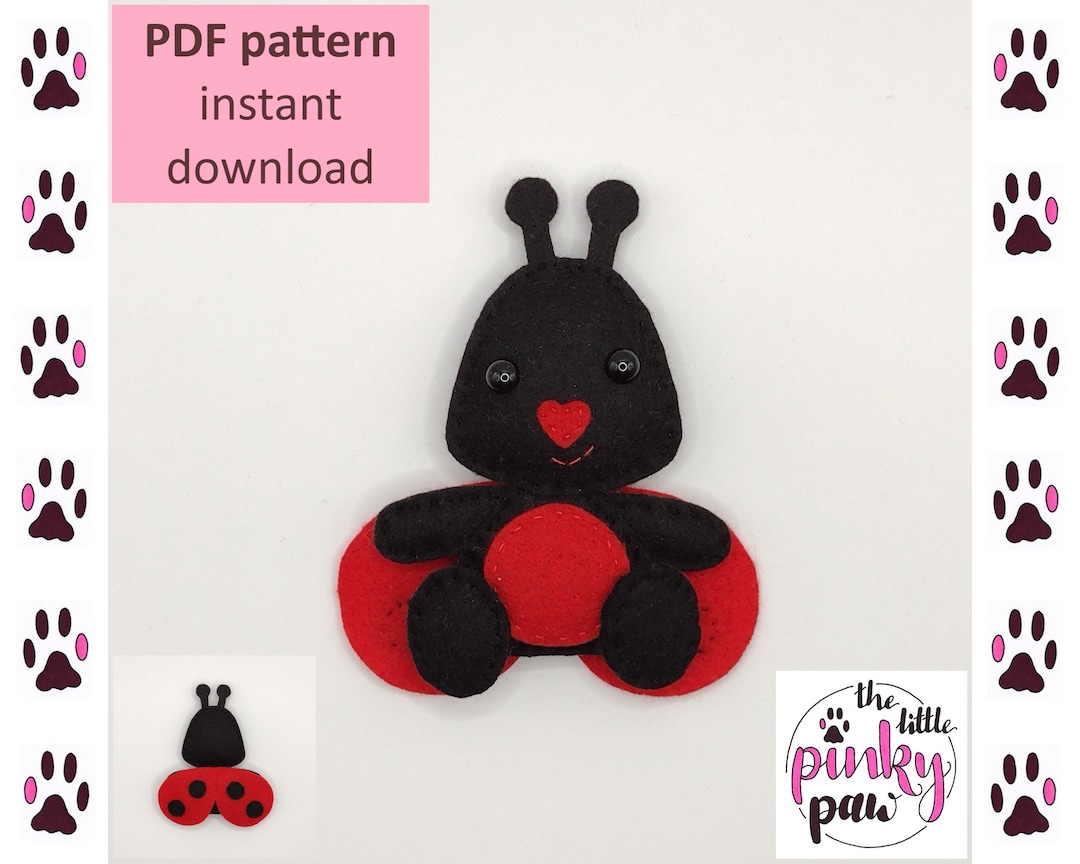 Ladybird Felt Sewing Pattern Pdf Tutorial (instant Digital Download ...