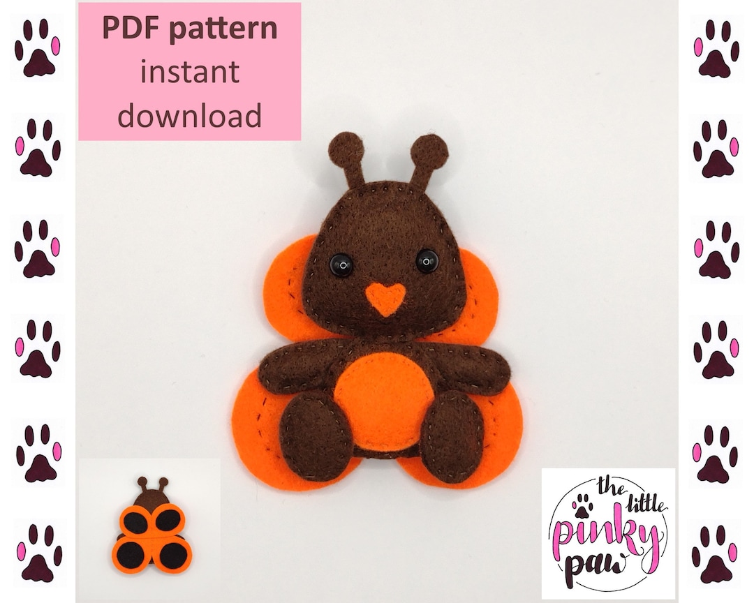 Butterfly Felt Sewing Pattern Pdf Tutorial (instant Digital Download ...