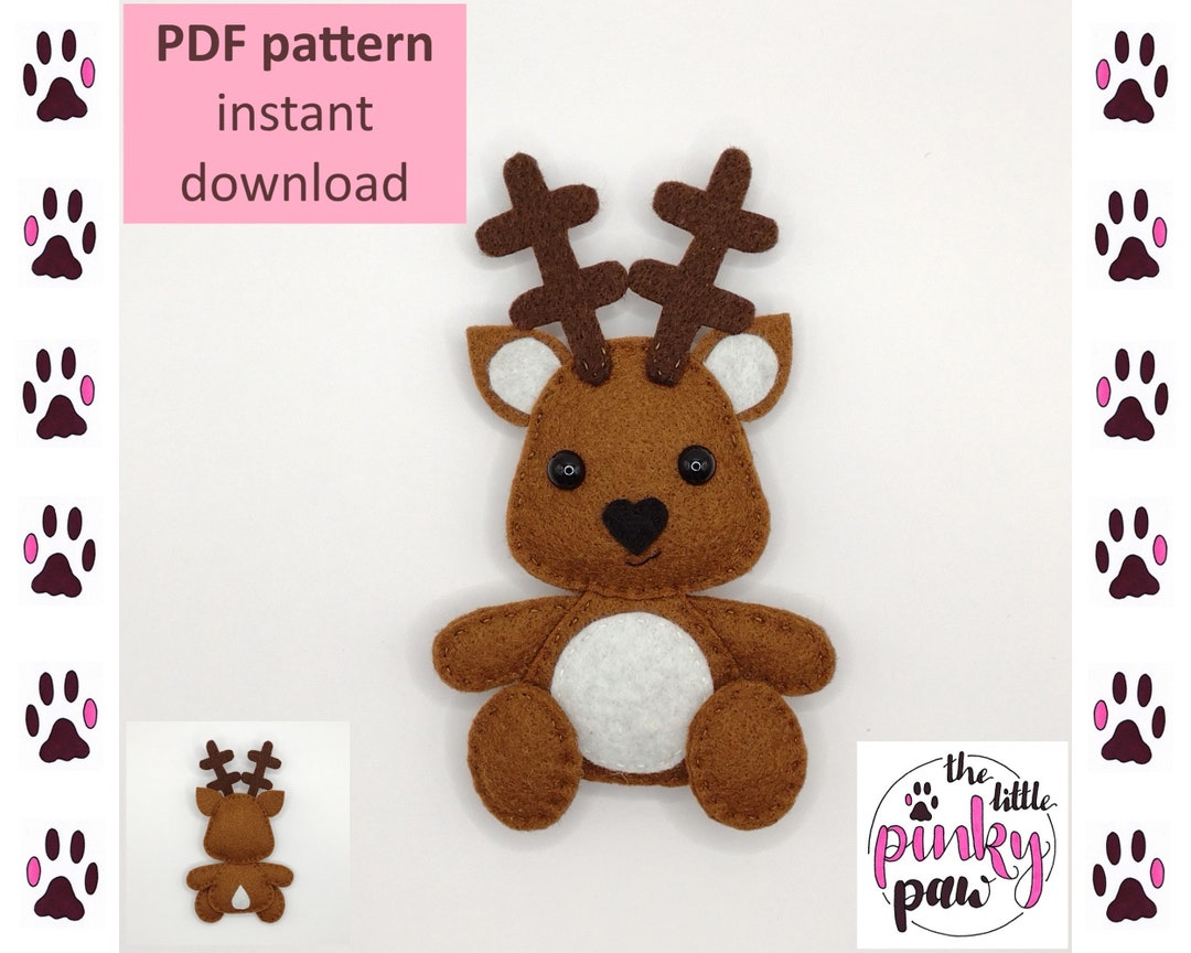 Reindeer Felt Sewing Pattern Pdf Tutorial (instant Digital Download ...