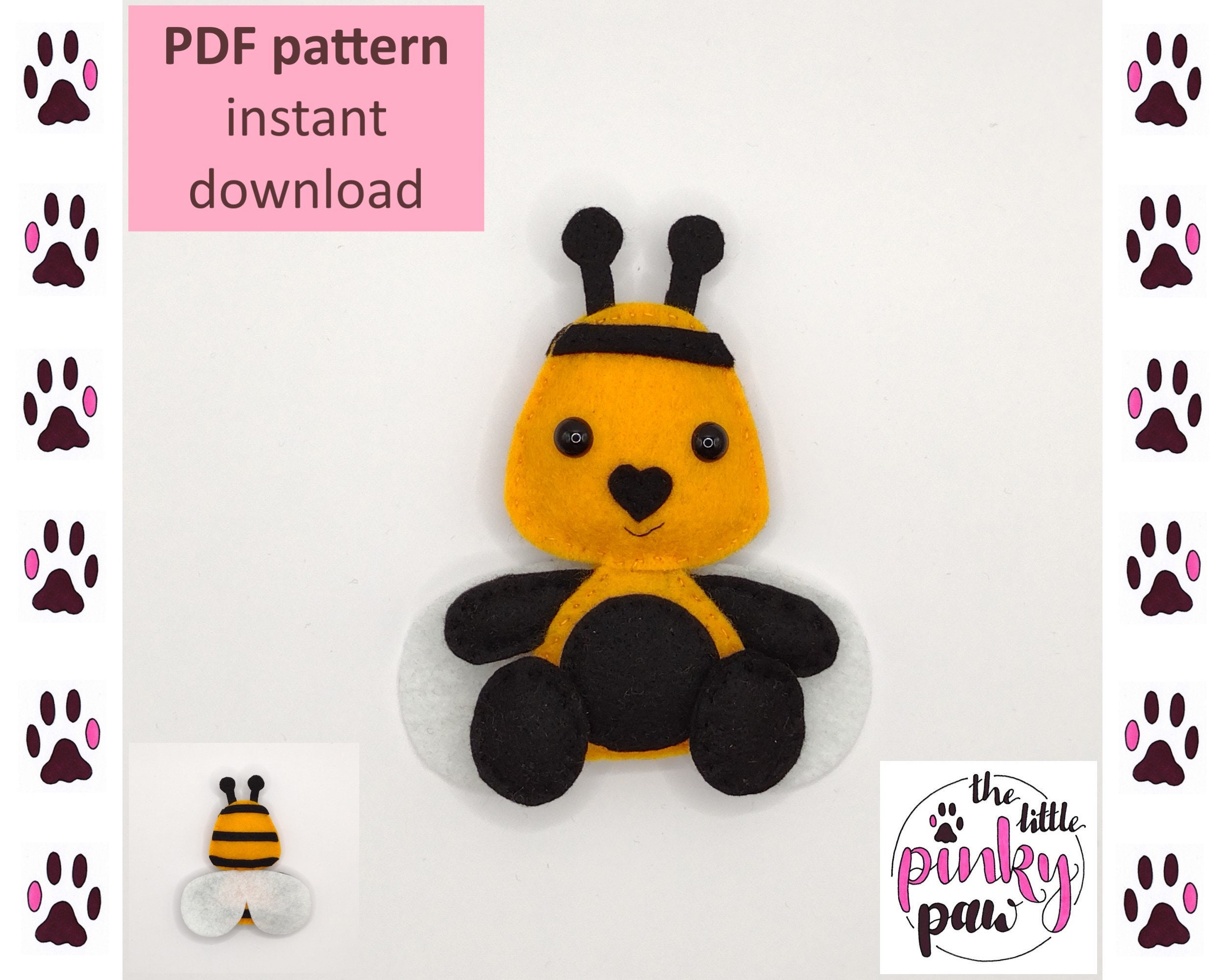 Bee Felt Sewing Pattern Pdf Tutorial (instant Digital Download ...