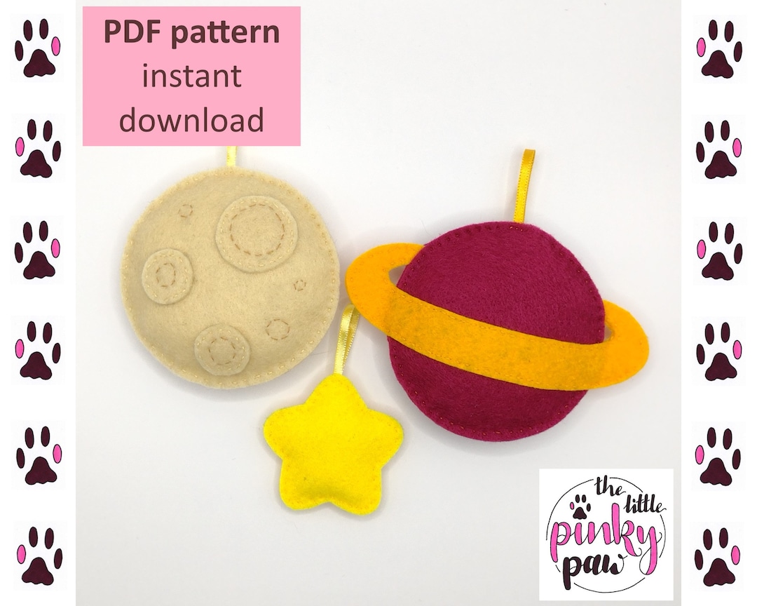 Moon Star Planet Felt Sewing Pattern Pdf Tutorial (instant Digital ...