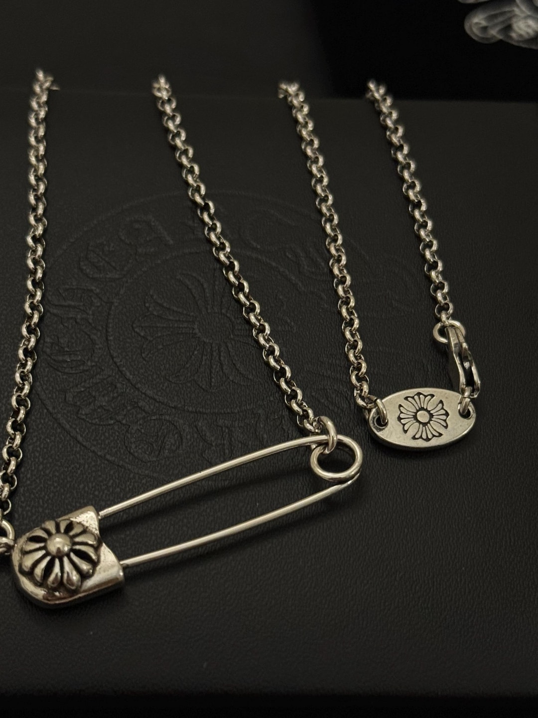 Safety Pin Sterling Silver Necklace Chs - Etsy