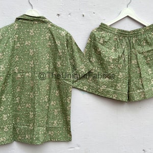 New Floral Print Pajama Set, 100% Cotton Pj Short Set, Adult Night Suit ...