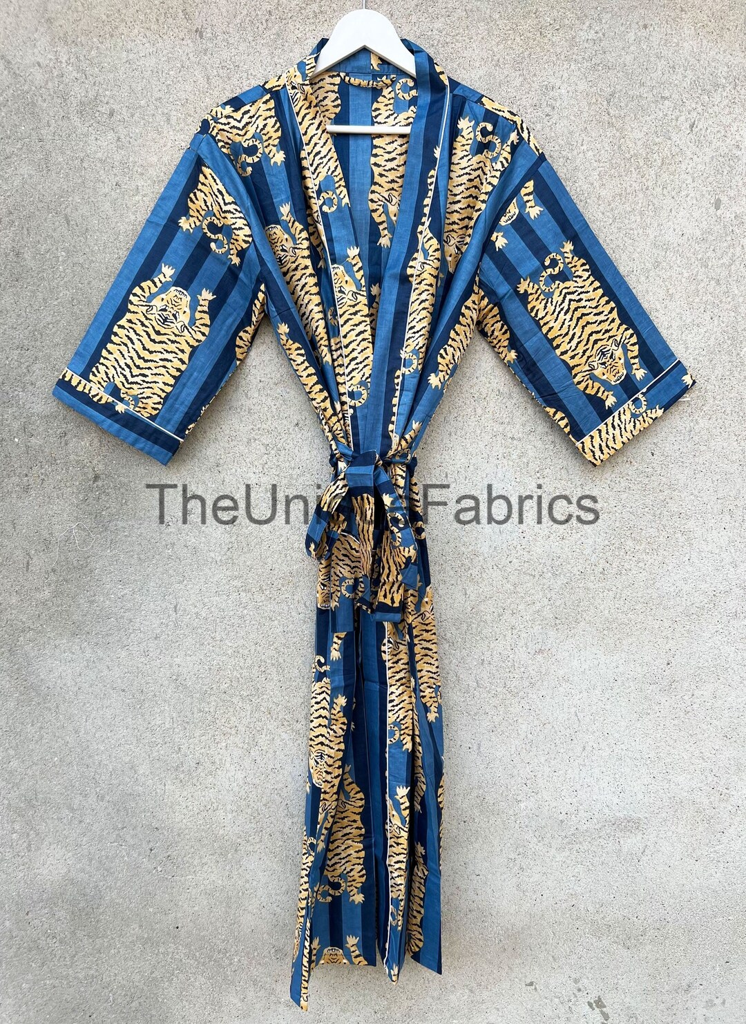 Tiger Print Kimono Robe, Cotton Kimono Dress, Night Wear, Bridesmaid ...