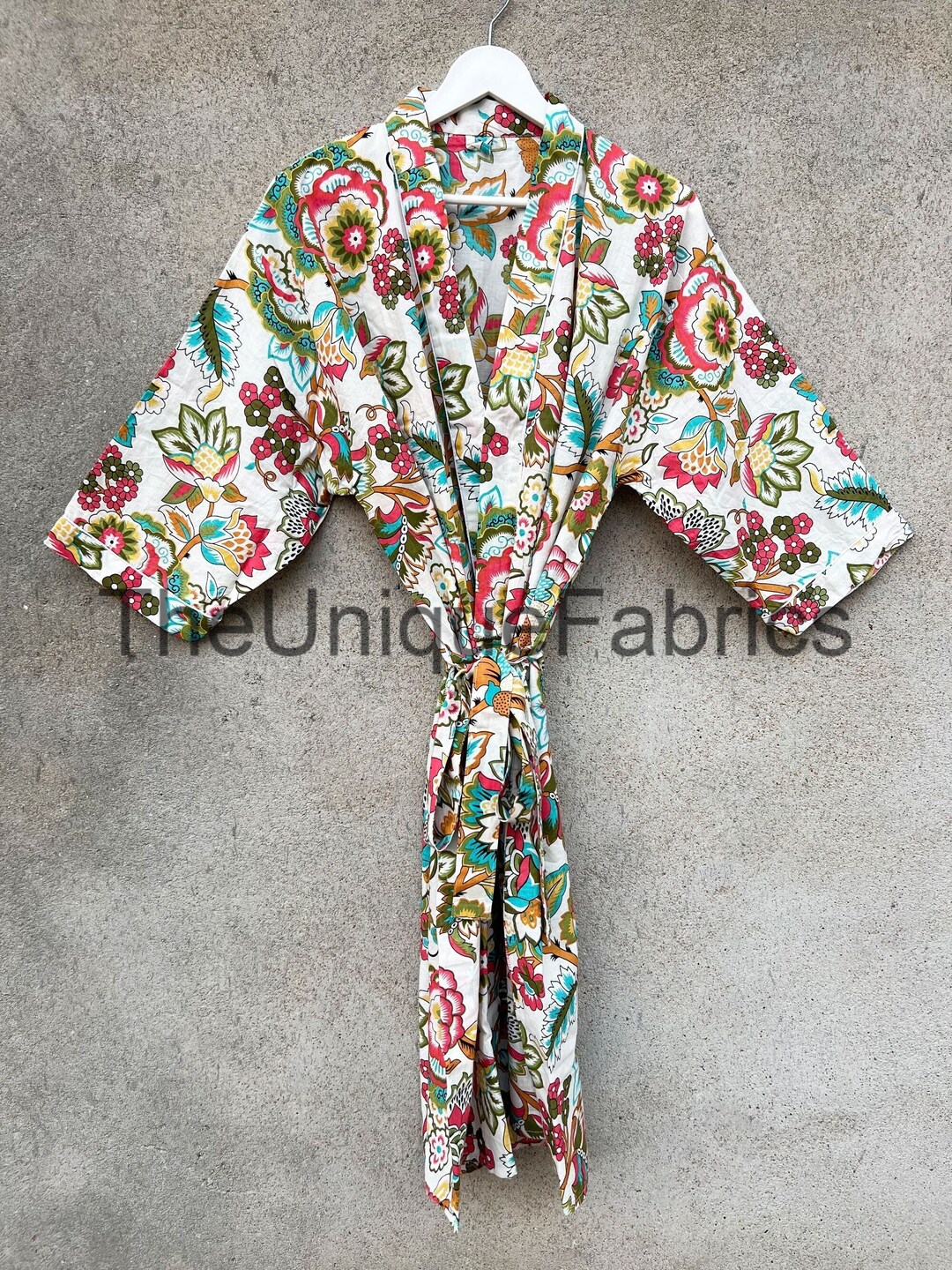 Indian Hand Block Print Kimono Robe, 100% Soft Cotton Kimono, Handmade ...