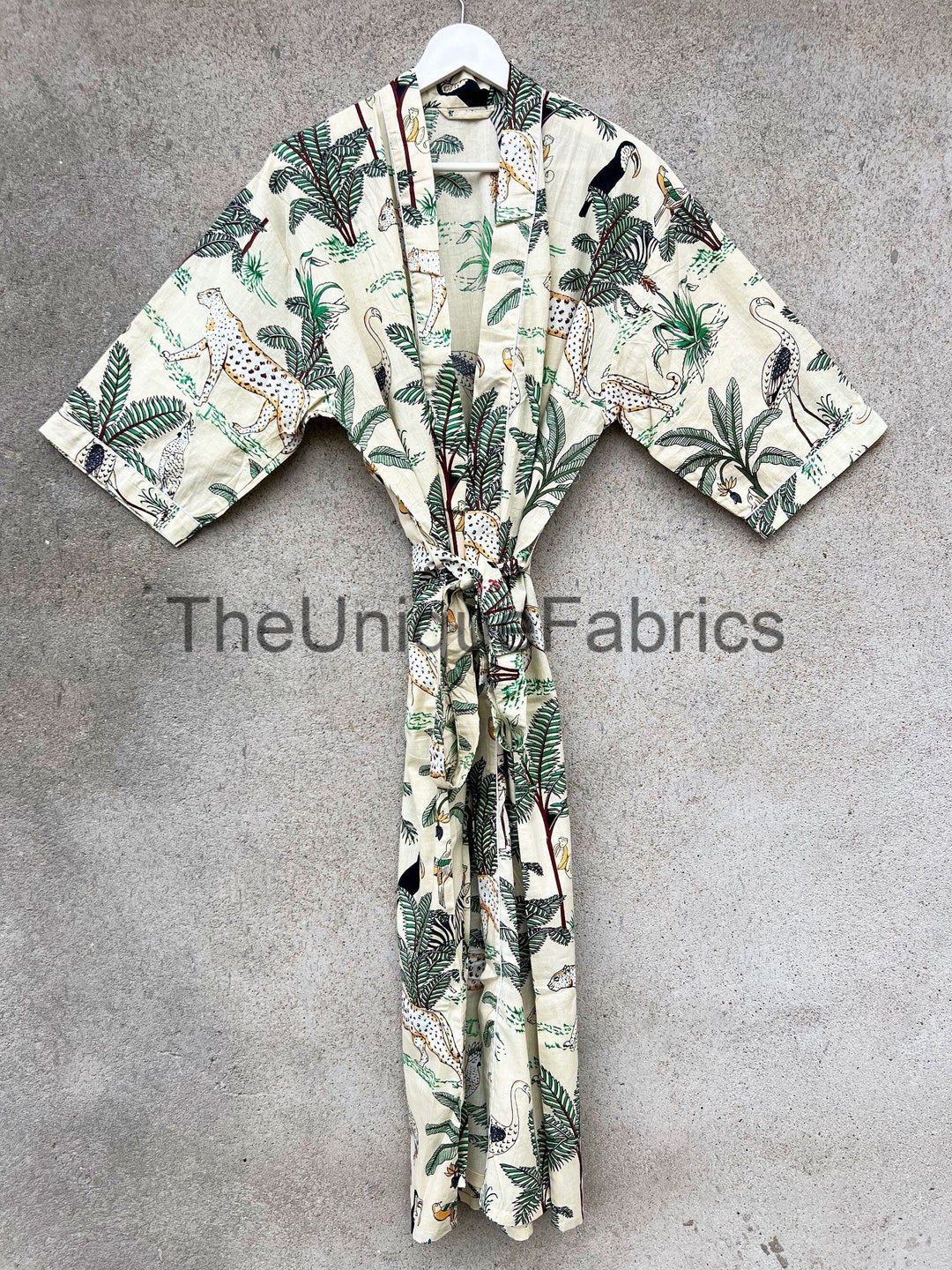 Indian Cotton Kimono Robe, Jungle Printed Kimono, Bridal Party Robe ...