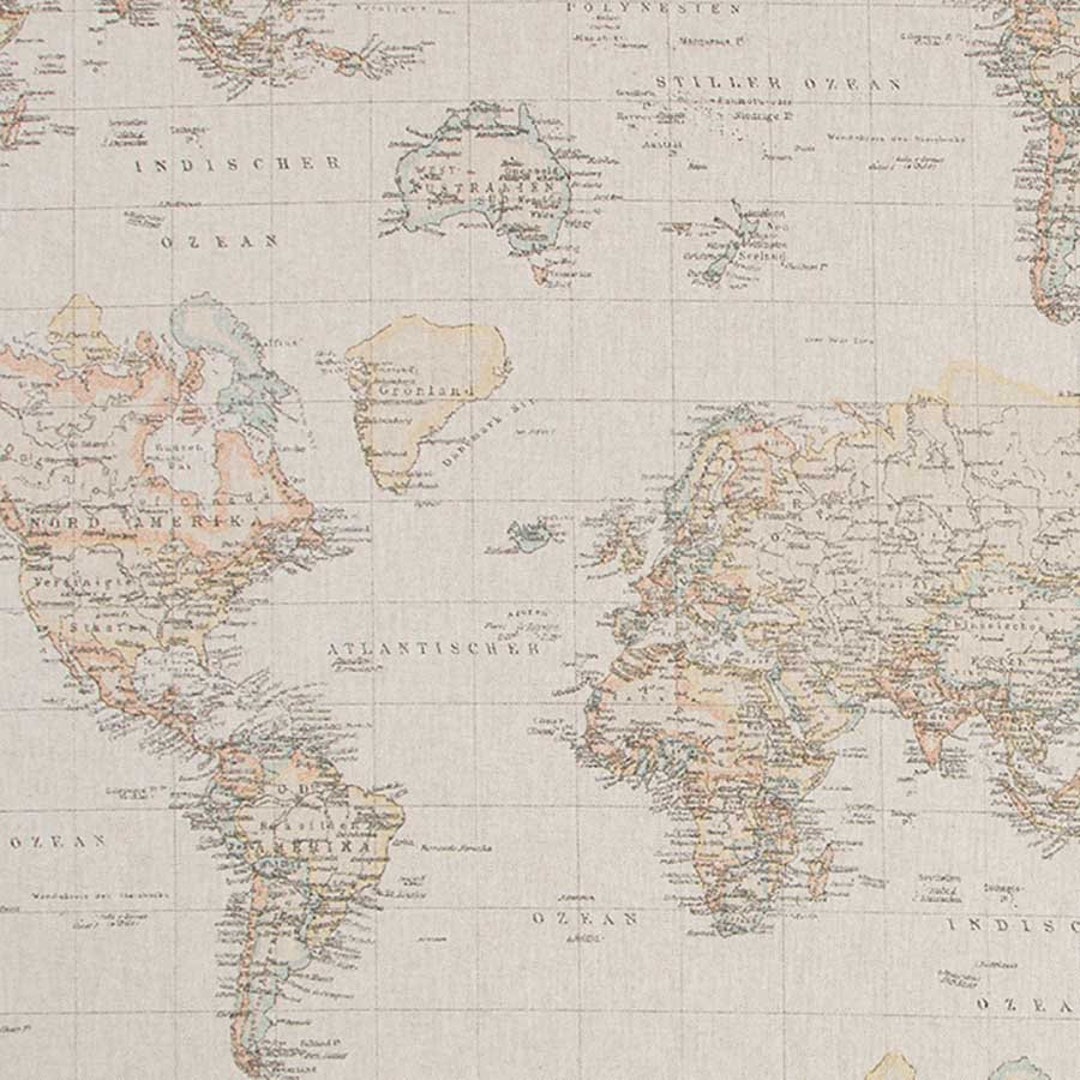 World Map Fabric , 140cm Width (canvas). Fabrics per Meters. Custom ...