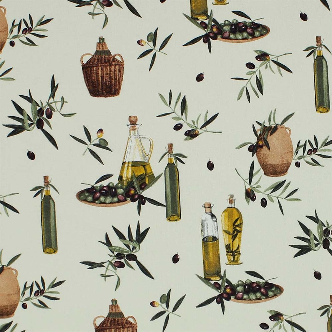Decoration Fabric Olive Oil Olives, 140cm Width canvas. Fabrics per ...