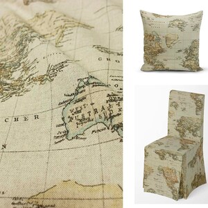 World Map Fabric , 140cm Width (canvas). Fabrics per Meters. Custom ...