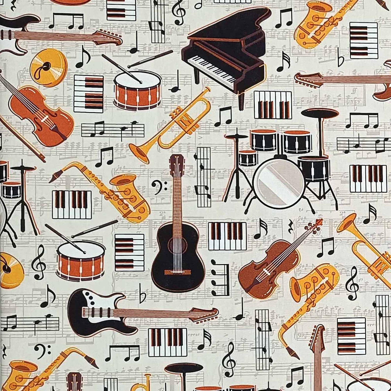 Musical Instruments – Piano – Guitar – Violin Fabric , 140cm Width ...