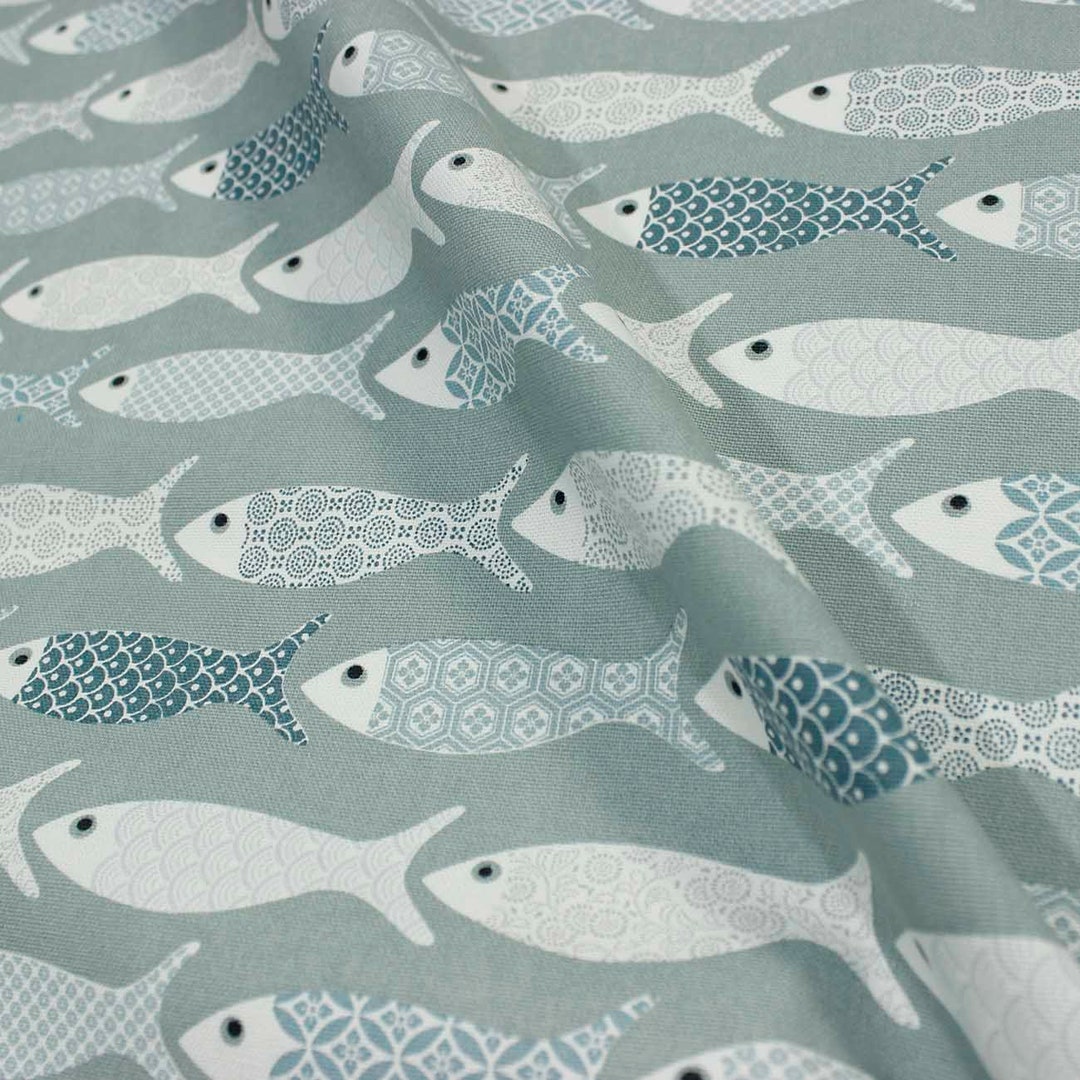 Gray Sardines 100% Cotton Print Fabric , 140cm Width (canvas). Fabrics ...