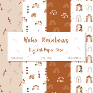 Boho Rainbow Clipart Bundle, Alphabet Posters and Clipart SVG, Bohemian ...
