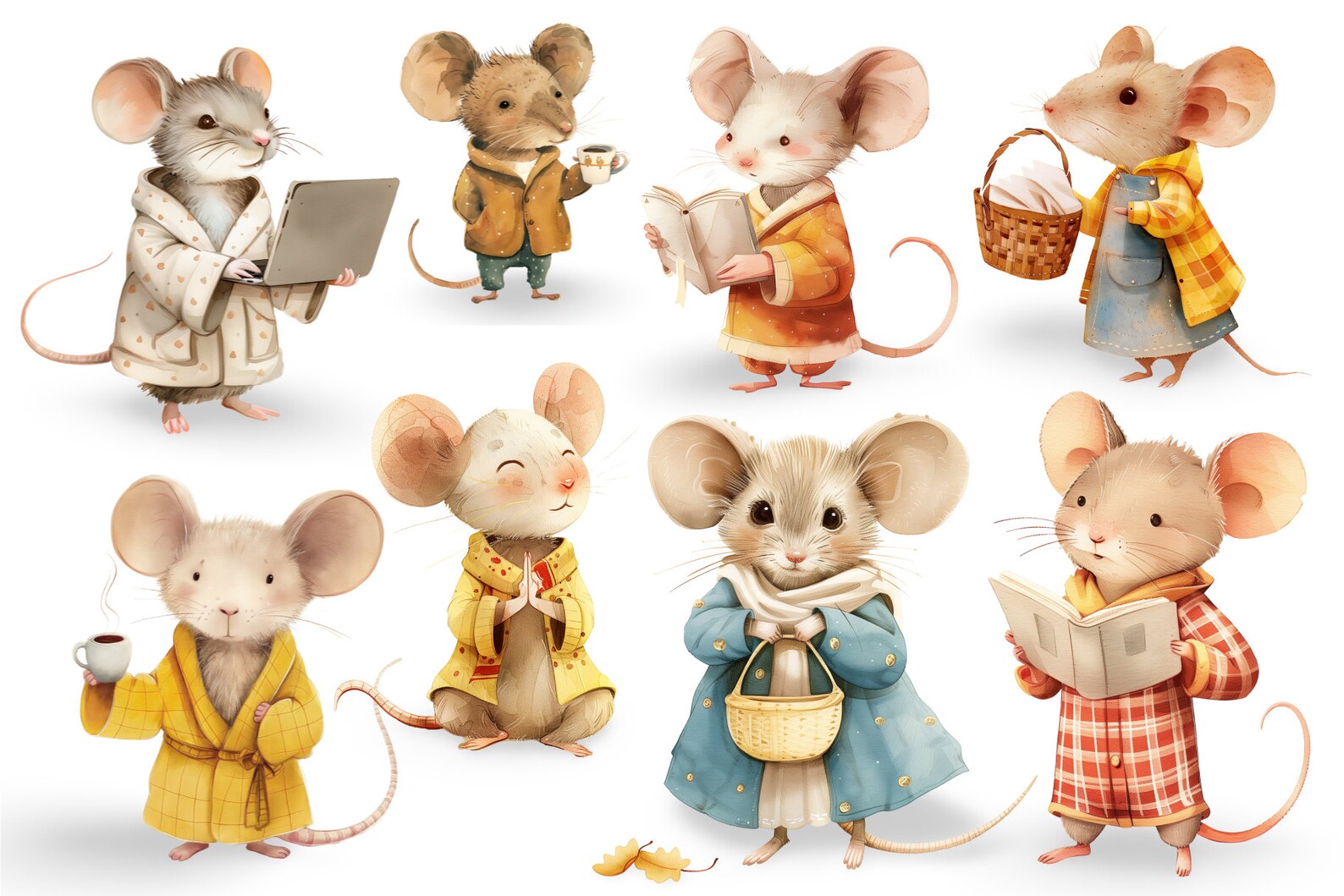 Home Buddies, Mice Clipart, PNG Animal Set, Nursery Wall Decor. - Etsy