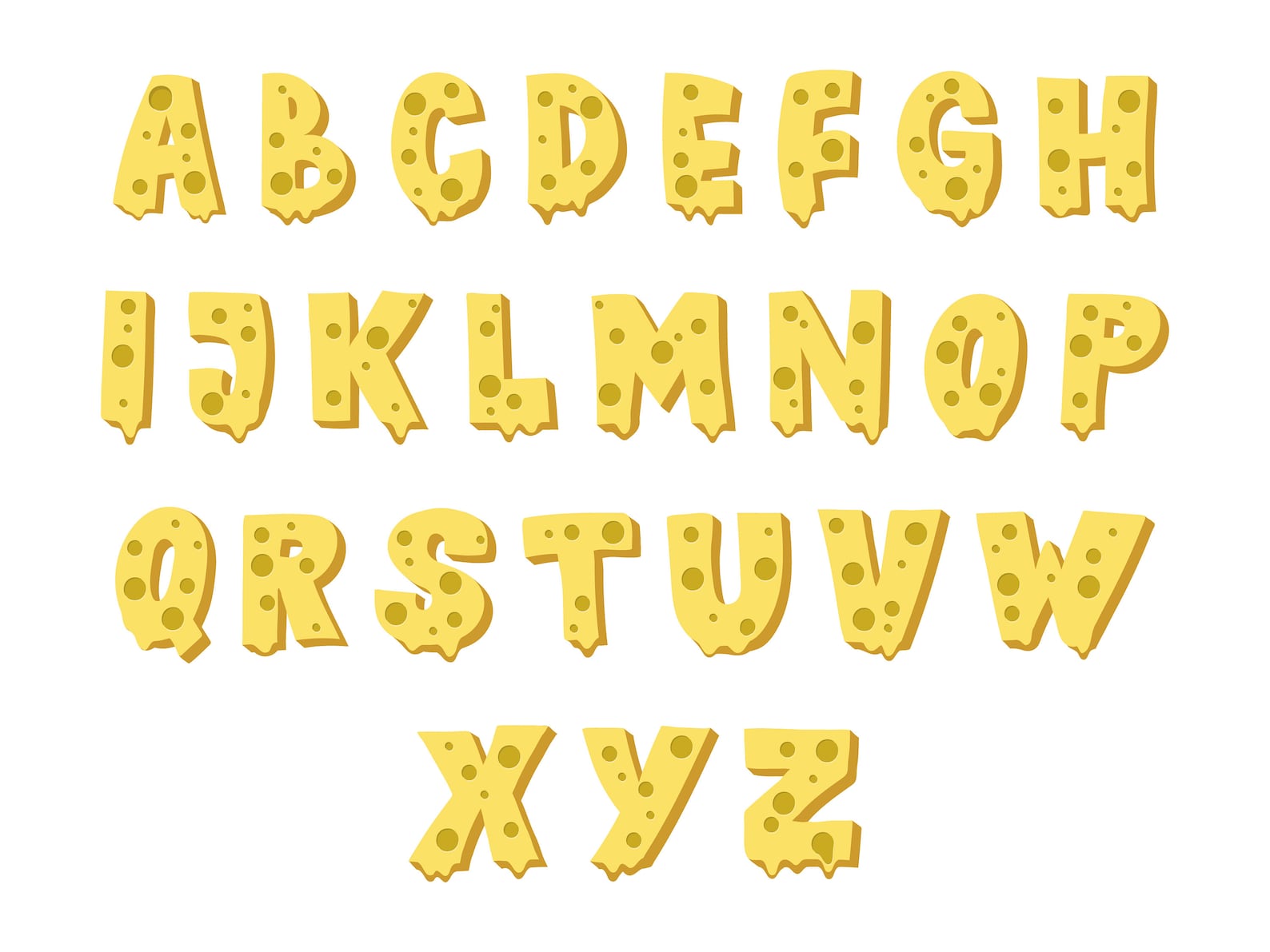 Alphabet Food Clip Art, Cheese Letters Clipart Svg, Letter Set ...