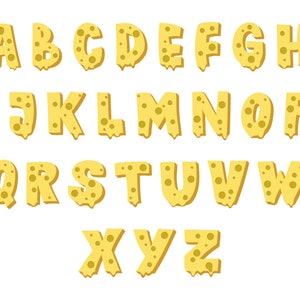 Alphabet Food Clip Art, Cheese Letters Clipart Svg, Letter Set ...